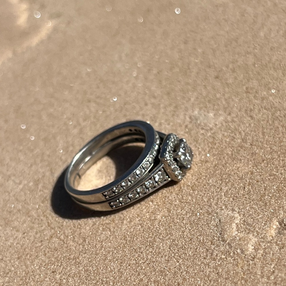 Princess Cut Wedding Band And Wedding Ring Soldered T… - Gem